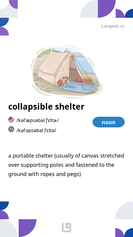 Definition & Meaning of "Collapsible shelter" | Picture Dictionary