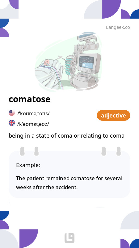 Definition Meaning of Comatose Picture Dictionary