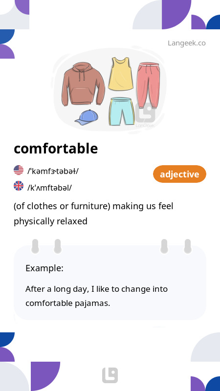 Definition & Meaning of "Comfortable" | Picture Dictionary