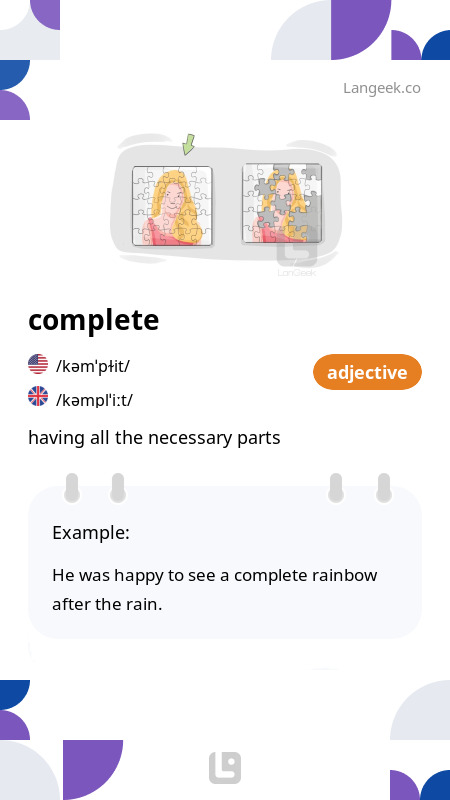 Definition & Meaning of "Complete" | LanGeek