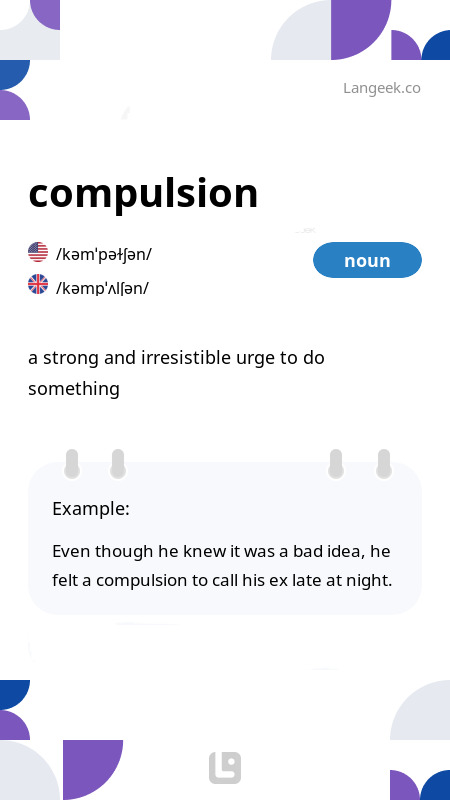 Definition & Meaning of "Compulsion" | Picture Dictionary
