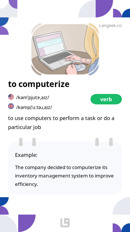 Definition & Meaning of "Computerize" | Picture Dictionary