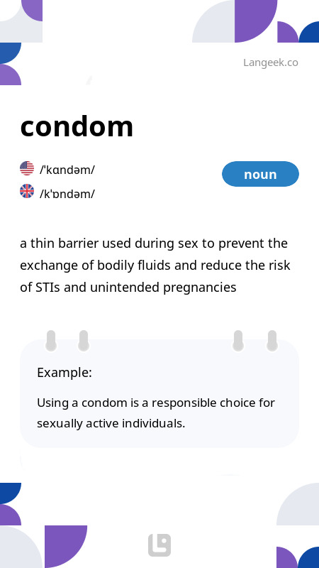 Definition & Meaning of "Condom" | Picture Dictionary