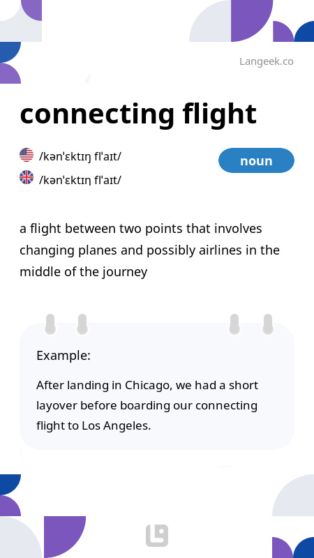 Definition & Meaning of "Connecting flight" | Picture Dictionary