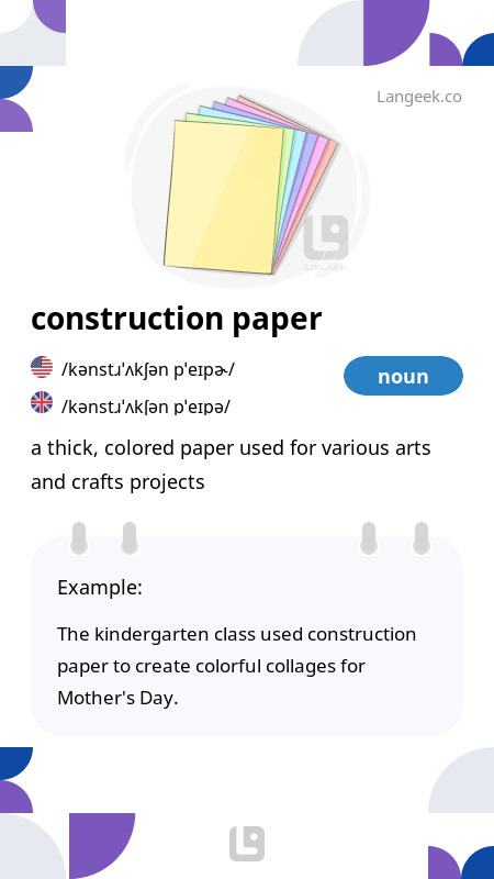 Definition & Meaning of "Construction paper" | Picture Dictionary