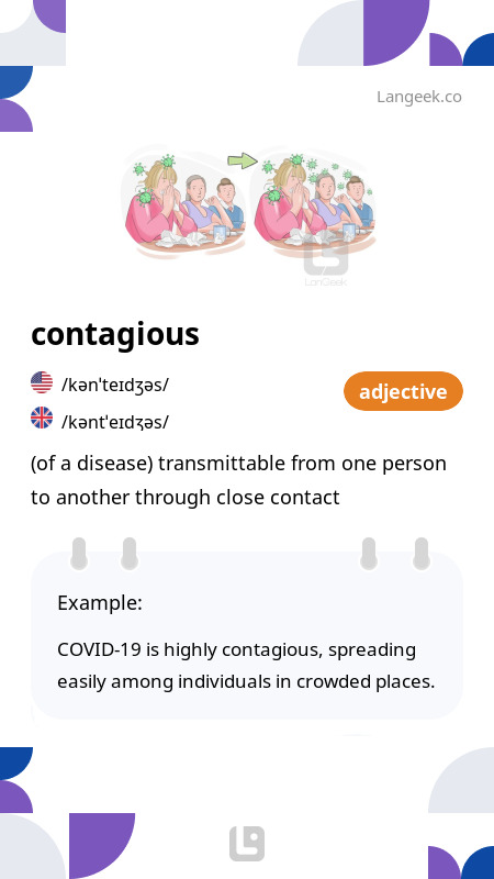 Definition & Meaning of "Contagious" | LanGeek
