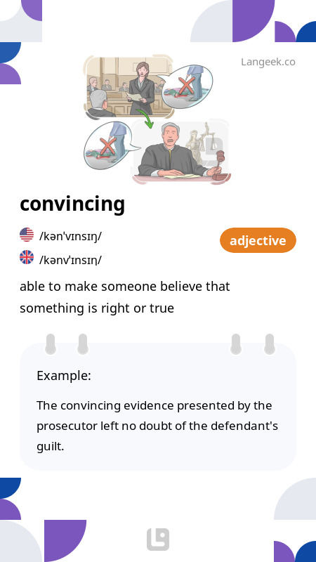 Definition & Meaning of "Convincing" | Picture Dictionary