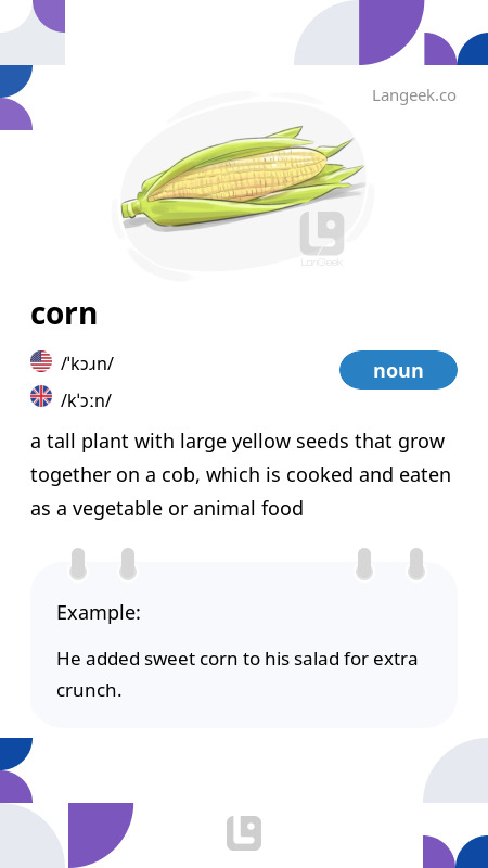 Definition & Meaning of "Corn" | LanGeek