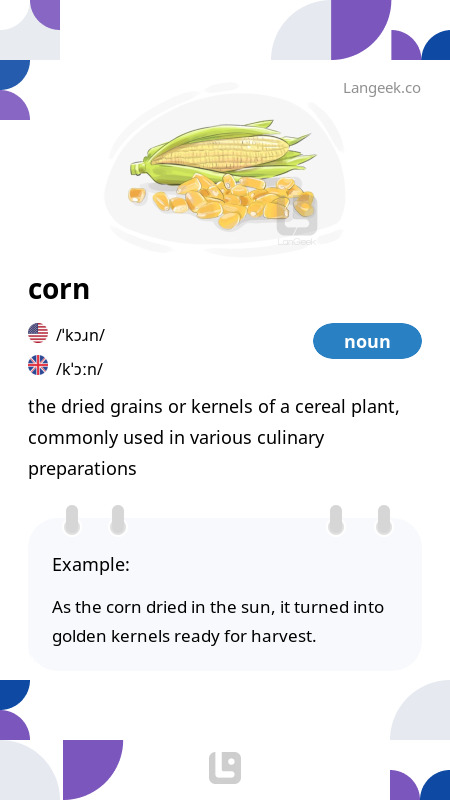 Definition & Meaning of "Corn" | LanGeek