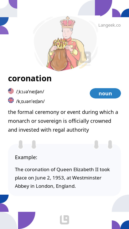 Definition & Meaning of "Coronation" | Picture Dictionary