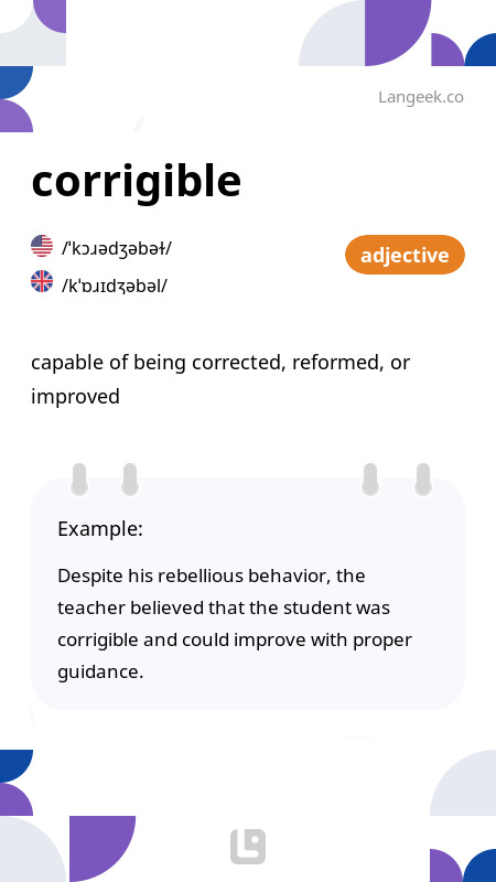 Definition & Meaning of "Corrigible" | LanGeek