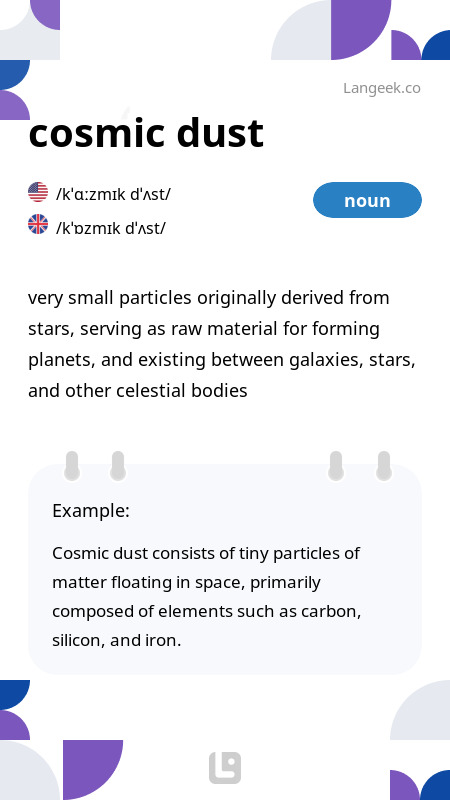 Definition & Meaning of "Cosmic dust" | Picture Dictionary