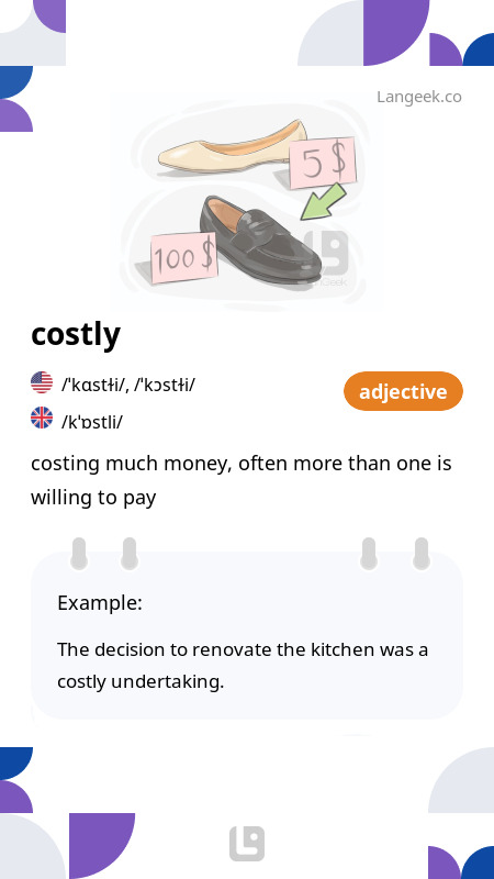 Definition & Meaning of "Costly" | LanGeek