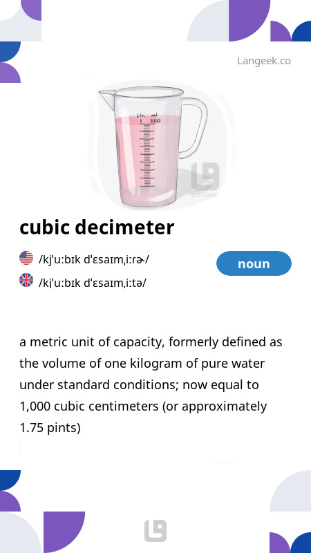 Definition & Meaning of "Cubic decimeter" | Picture Dictionary