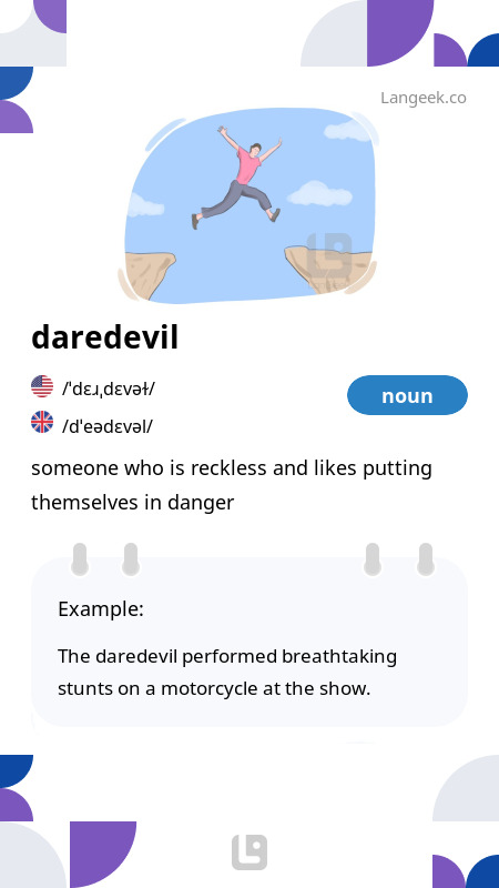 Definition & Meaning of "Daredevil" | Picture Dictionary