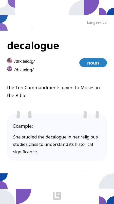 Definition & Meaning of "Decalogue" | LanGeek