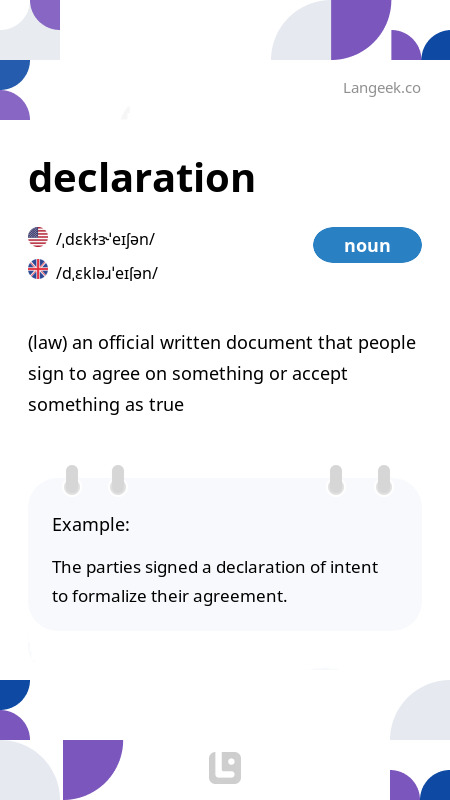 Definition & Meaning of "Declaration" | Picture Dictionary