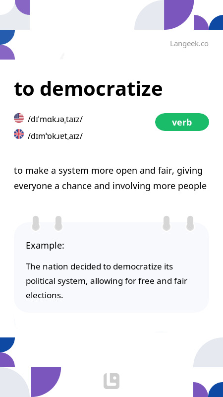 Definition & Meaning of "Democratize" | Picture Dictionary