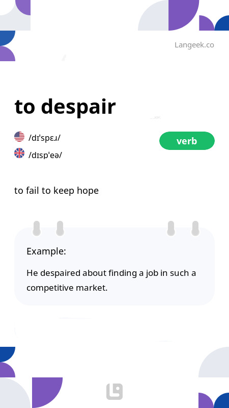 Definition & Meaning of "Despair" | LanGeek