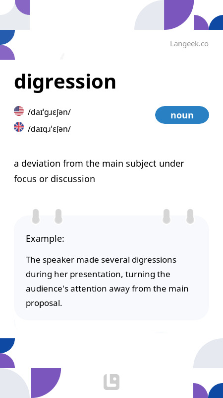 Definition & Meaning of "Digression" | Picture Dictionary
