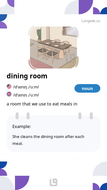 Definition & Meaning of "Dining room" | LanGeek
