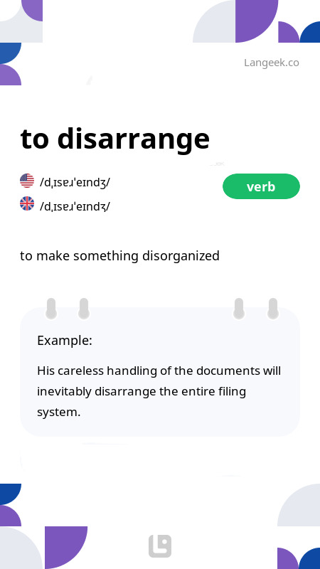 Definition & Meaning of "Disarrange" | Picture Dictionary