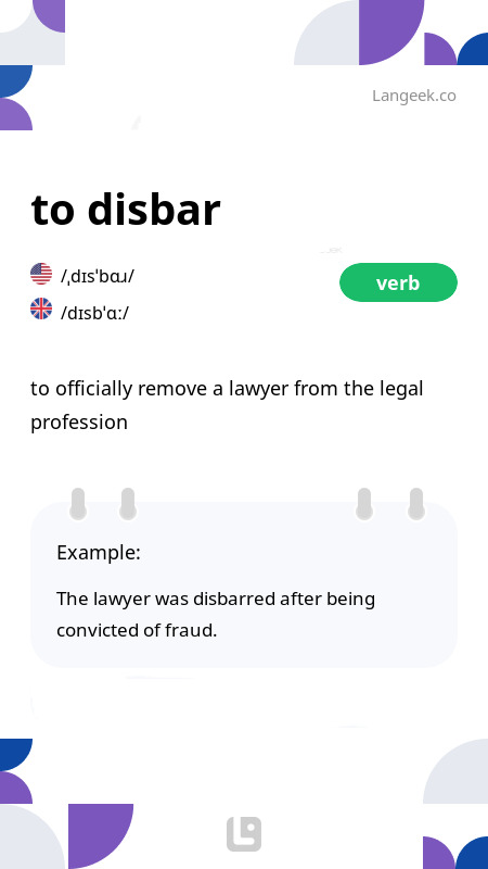 Definition & Meaning of "Disbar" | LanGeek