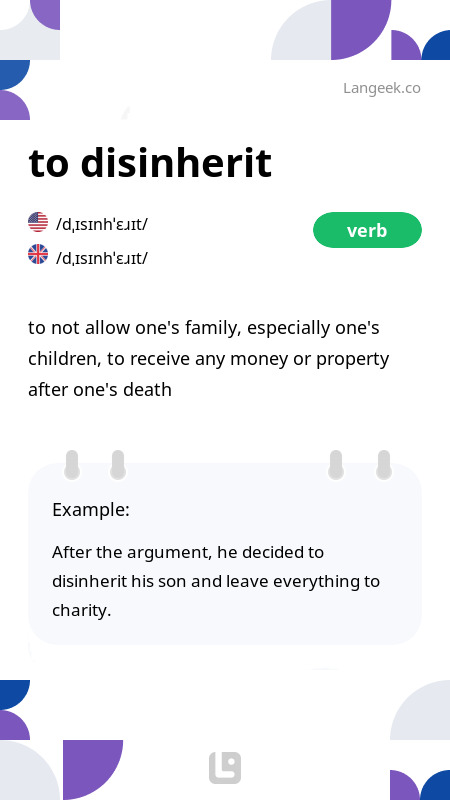 Definition & Meaning of "Disinherit" | Picture Dictionary