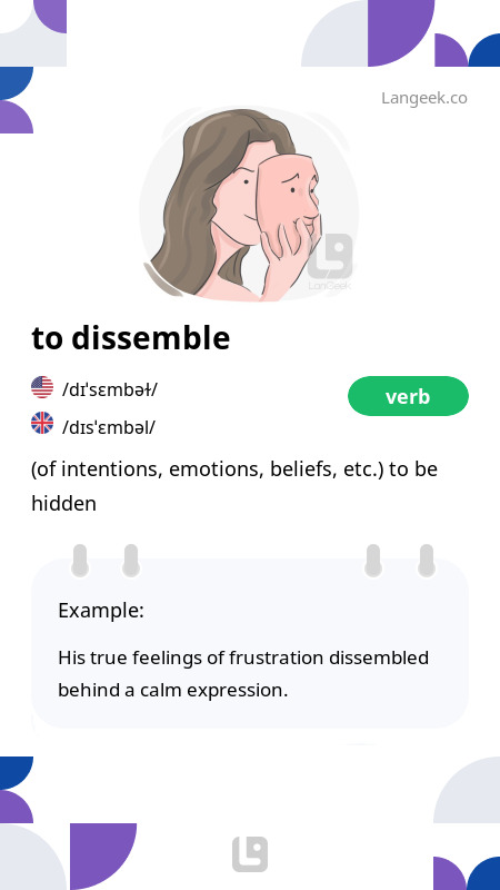 Definition & Meaning of "Dissemble" | LanGeek