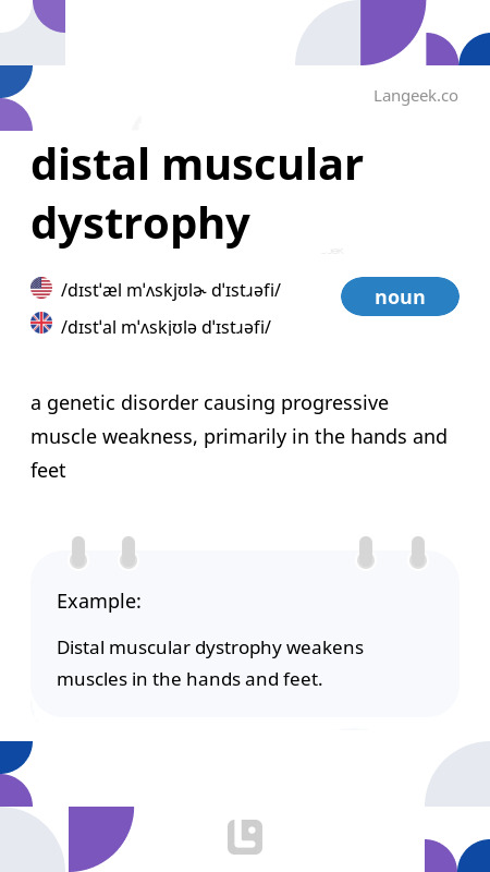 Definition & Meaning of "Distal muscular dystrophy" | Picture Dictionary