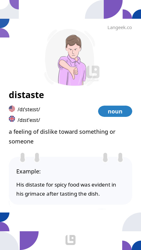 Definition & Meaning of "Distaste" | Picture Dictionary