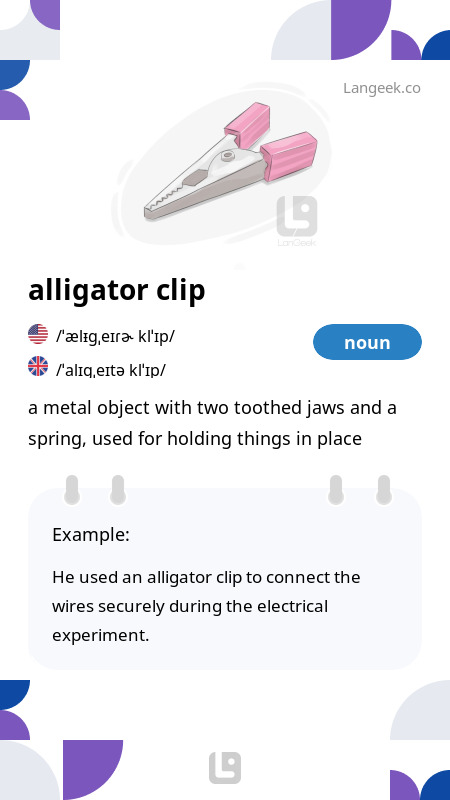 Definition & Meaning of "Alligator clip" | Picture Dictionary