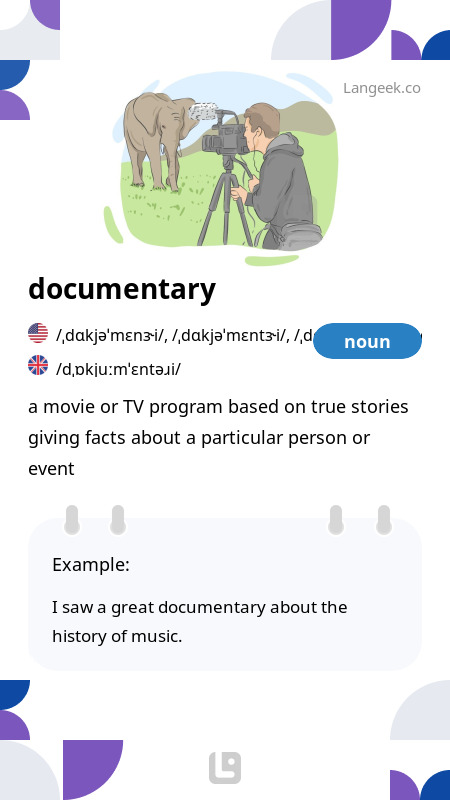 Definition & Meaning of "Documentary" | Picture Dictionary