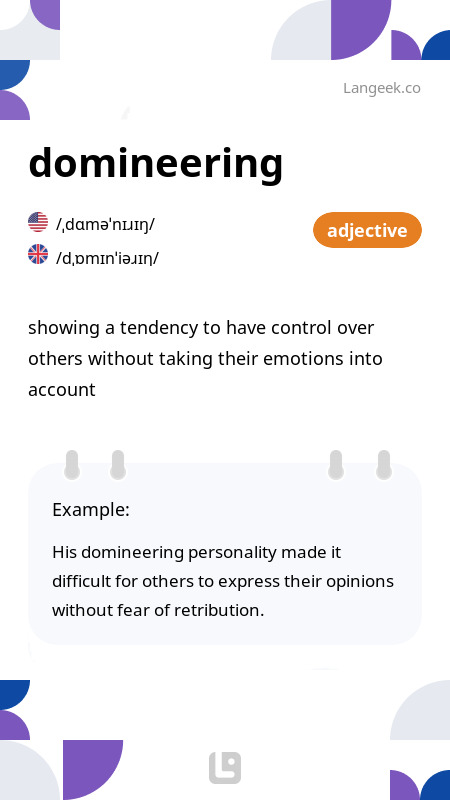 Definition & Meaning of "Domineering" | Picture Dictionary