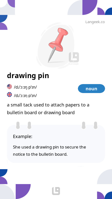 Definition & Meaning of "Drawing pin" | Picture Dictionary