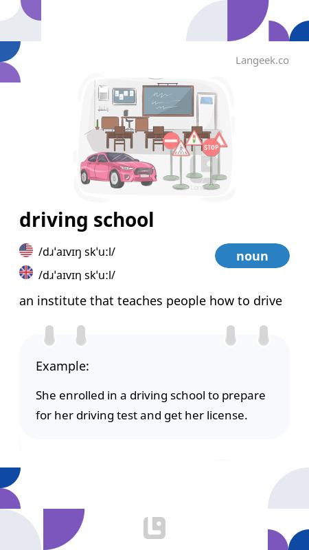Definition & Meaning of "Driving school" | Picture Dictionary