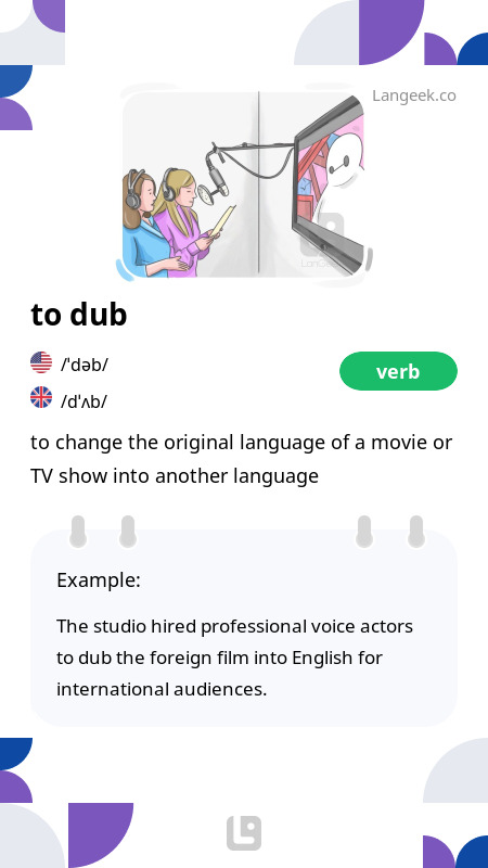 Definition & Meaning of "Dub" | Picture Dictionary