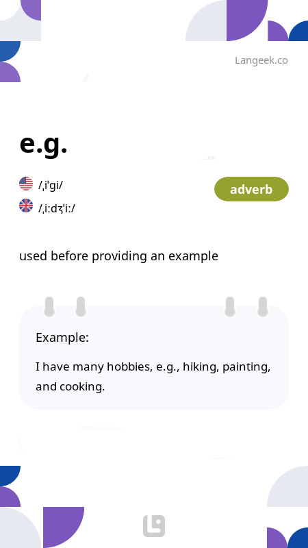 Definition & Meaning of "E.g." | LanGeek