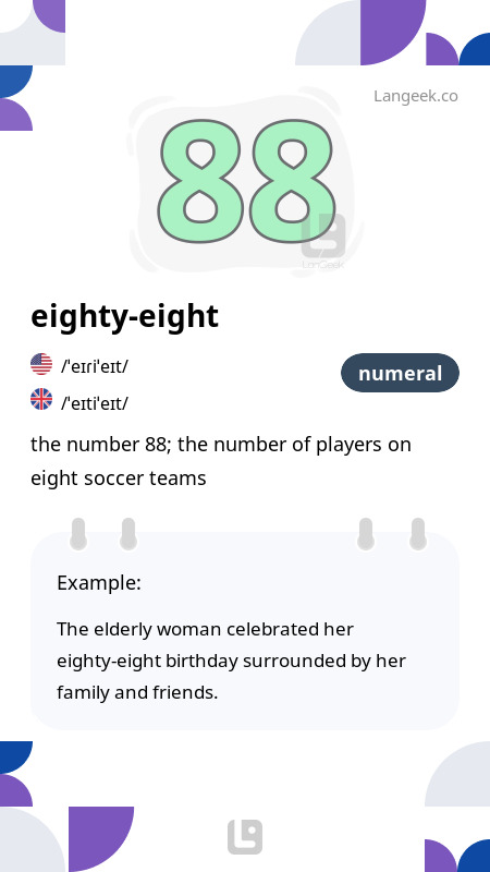 Definition & Meaning of "Eighty-eight" | Picture Dictionary