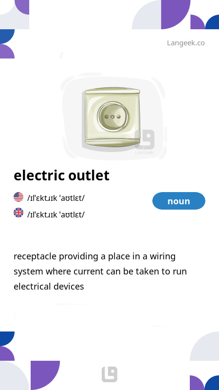 Definition & Meaning of "Electric outlet" | Picture Dictionary