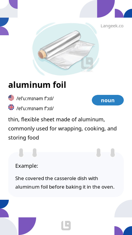 Definition & Meaning of "Aluminum foil" | LanGeek