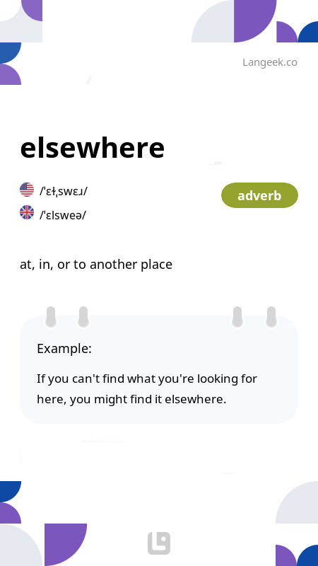 Definition & Meaning of "Elsewhere" | LanGeek
