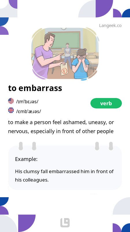 Definition & Meaning of "Embarrass" | Picture Dictionary