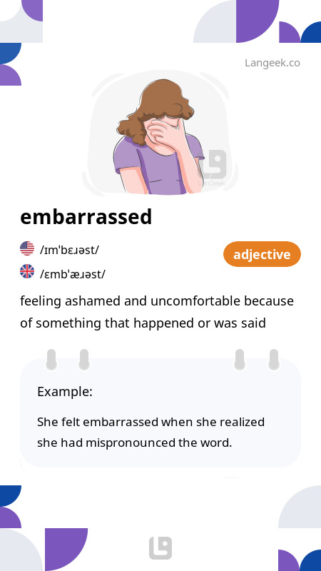 Definition & Meaning of "Embarrassed" | Picture Dictionary