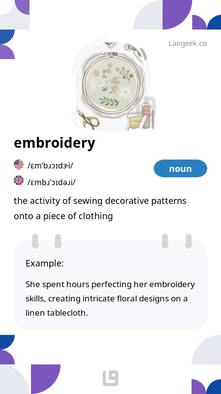 Definition & Meaning of "Embroidery" | Picture Dictionary