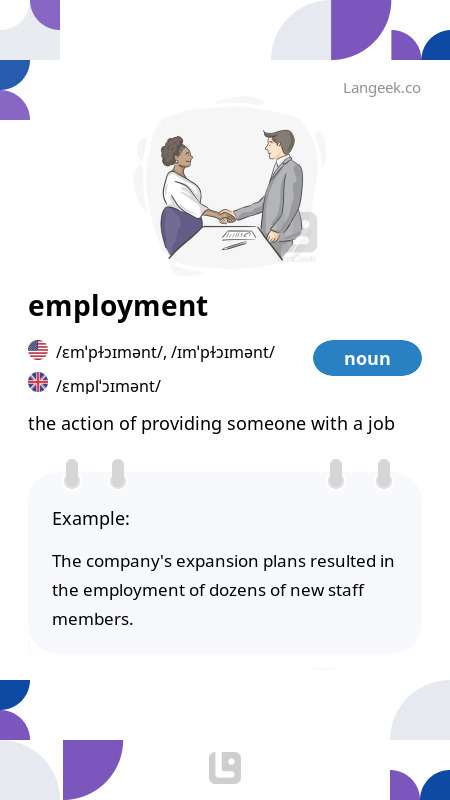 Definition And Meaning Of Employment Picture Dictionary