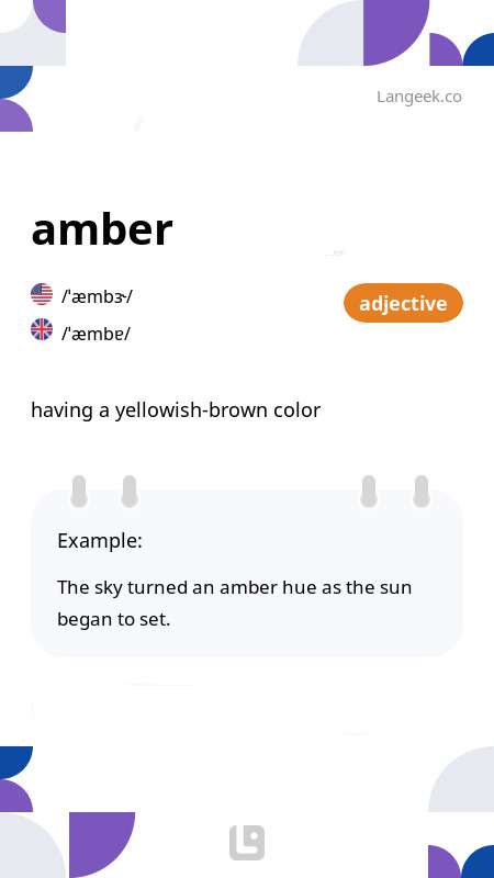 Definition & Meaning of "Amber" | LanGeek