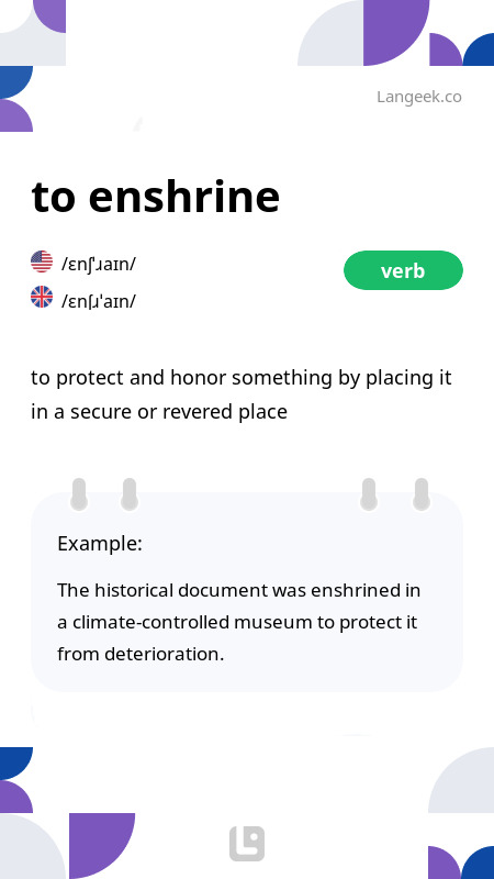Definition & Meaning of "Enshrine" | LanGeek