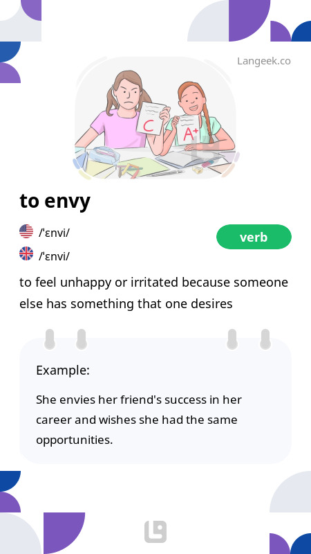 Definition & Meaning of "Envy" | Picture Dictionary