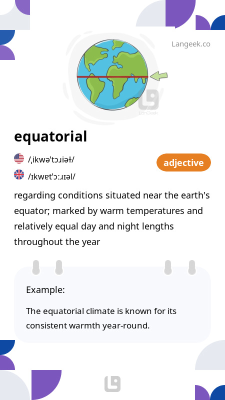Definition & Meaning of "Equatorial" | LanGeek